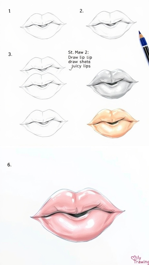 Juicy Lips Drawing Tutorial
